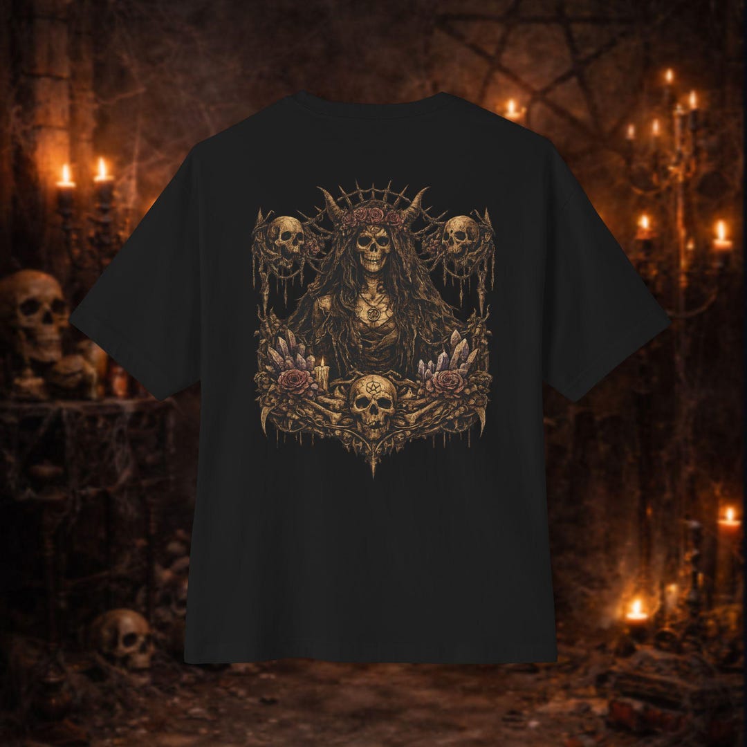 Death Priestess Tee - Dark Gothic Skeleton Shirt for Alternative Souls ...