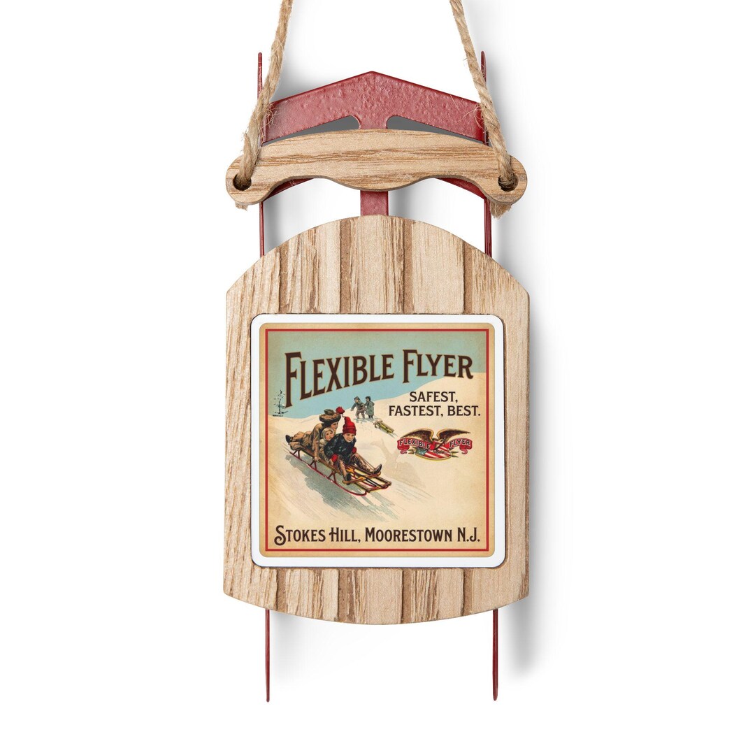 First Flight of the Flexible Flyer | Vintage Style Sled Ornament ...