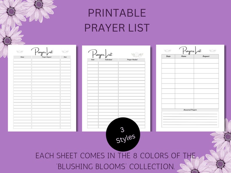 Prayer List Printables | SBG Life LLC | Prayer List Journal | Digital ...