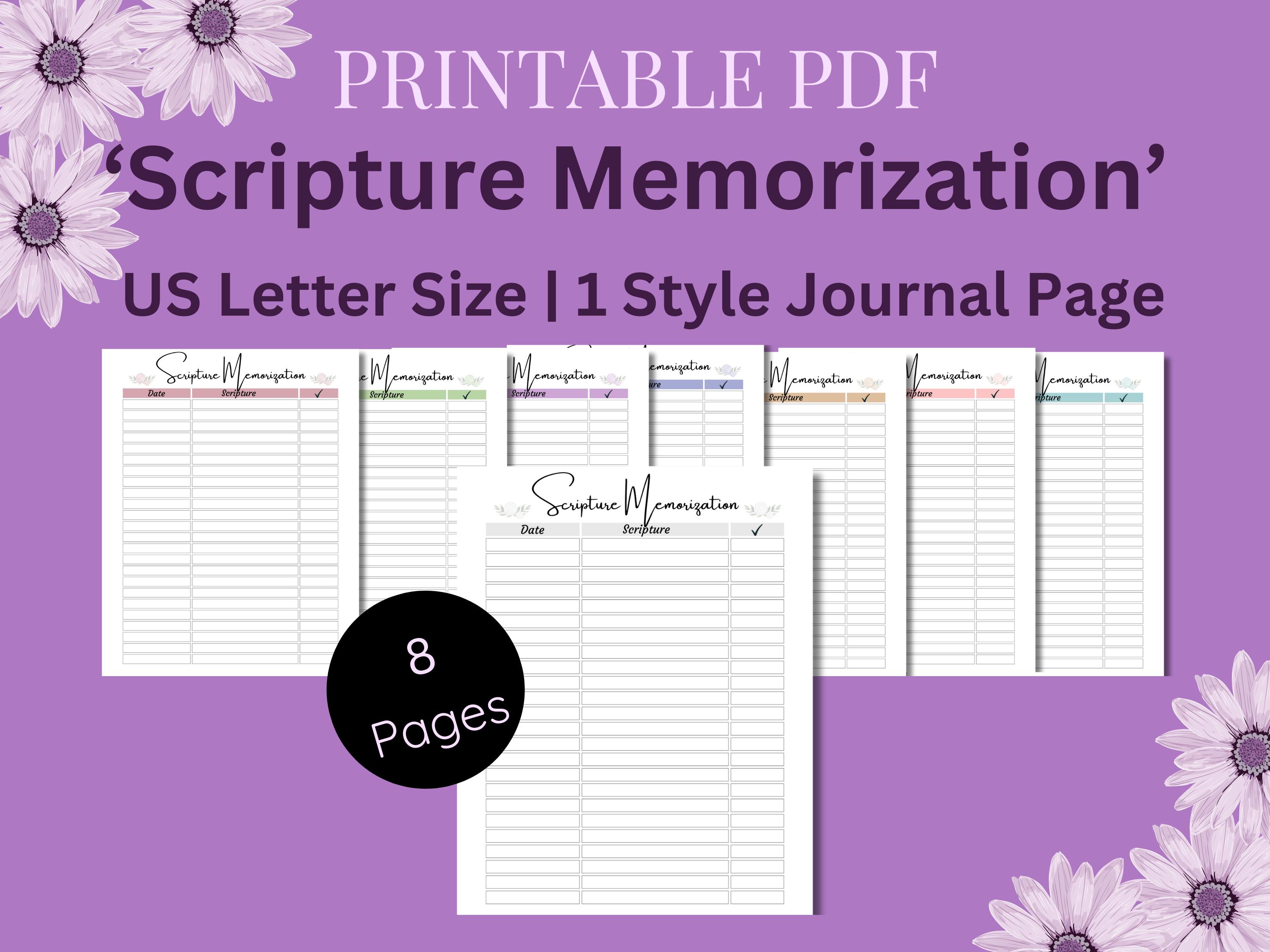 Scripture Memorization Journal Page Printable Worksheet Pdf Etsy