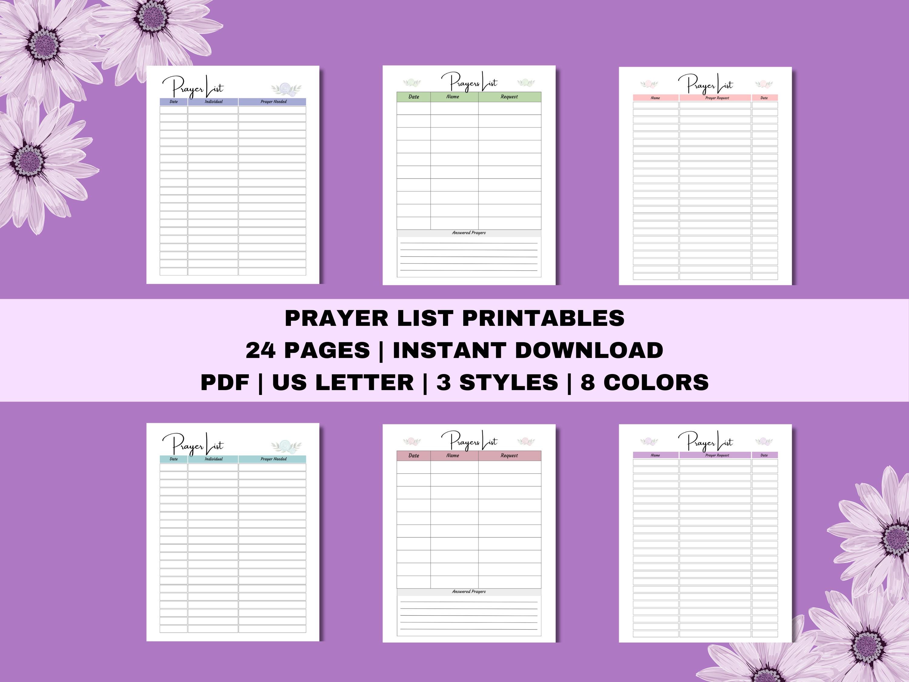 Prayer List Printables | SBG Life LLC | Prayer List Journal | Digital Prayer List | Prayer List ...