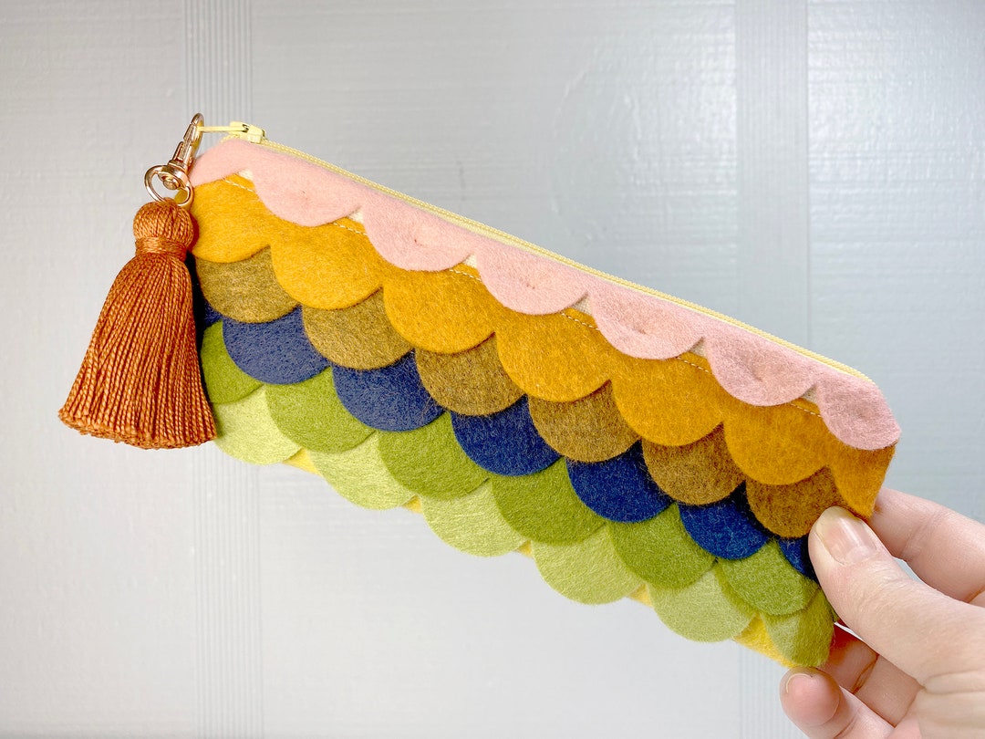 Wool Felt Zipper Pouch Fall Colors Wool and Canvas Pouch - Etsy