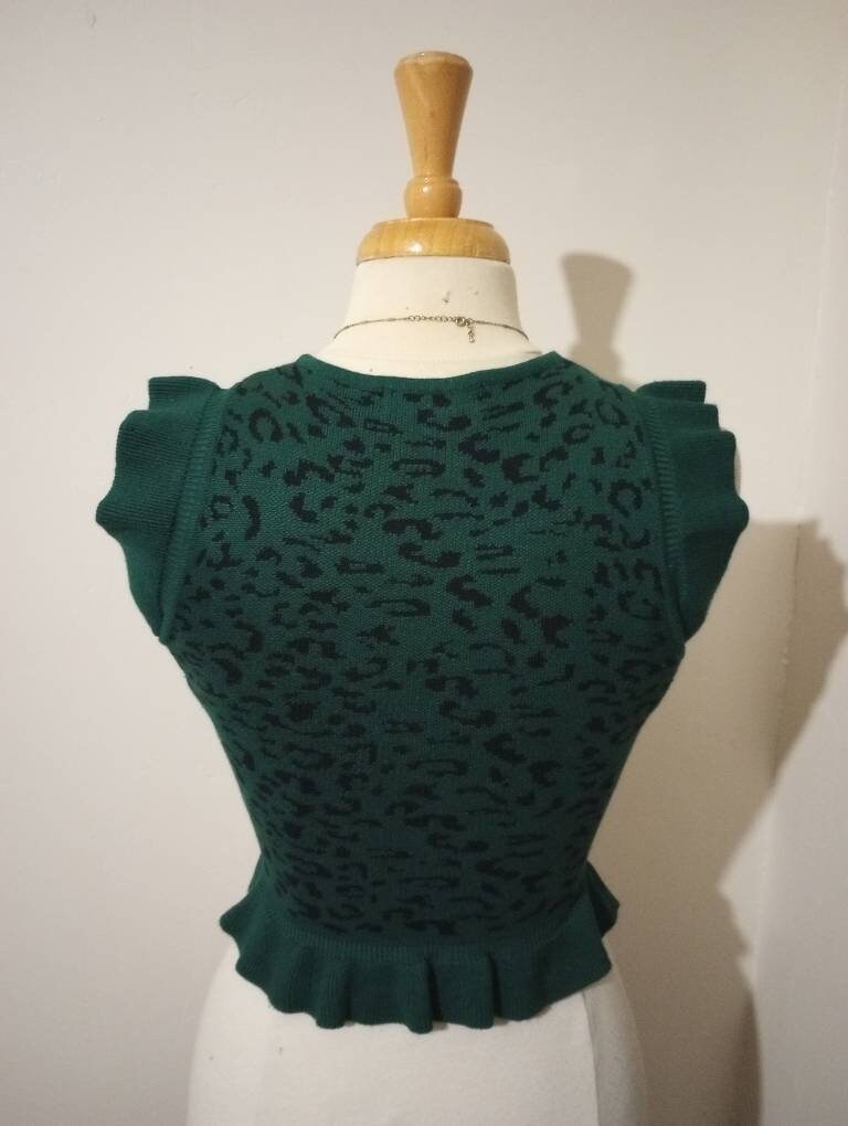 Leopard Emerald Green Sweater Vest - Etsy