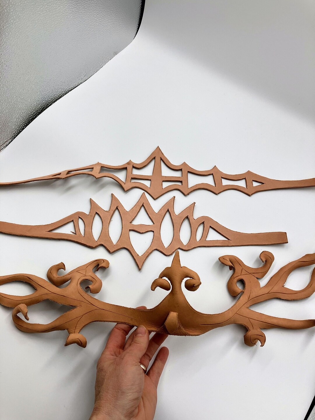 Leather Tiara's for Finishing - Two Cut Tiara's and One Cut and Molded ...