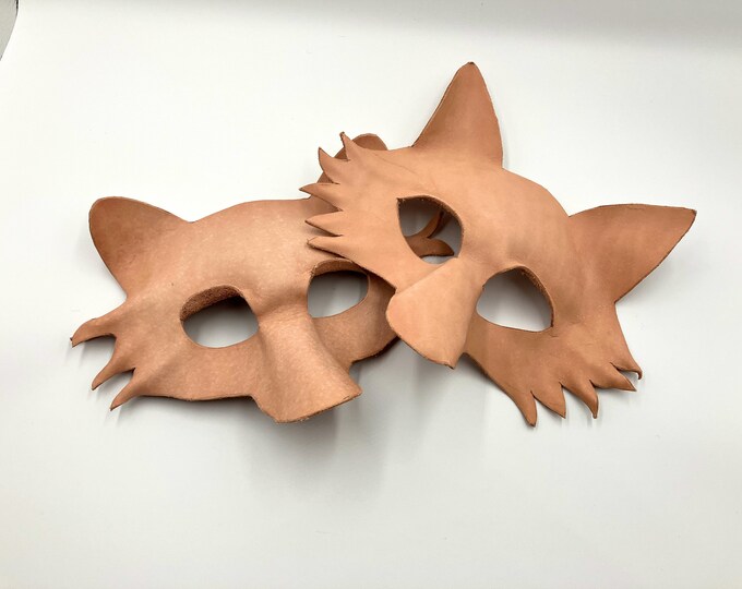 2 Unfinished Leather Masks Fox or Wolf Cut, Formed, Waiting for Paint ...