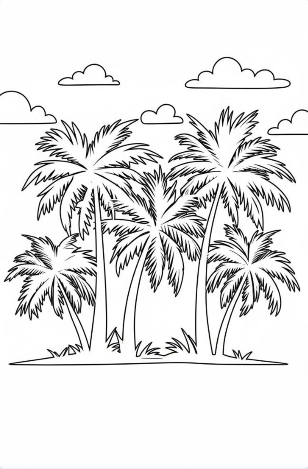 Palm Tree Kids Coloring Page - Etsy