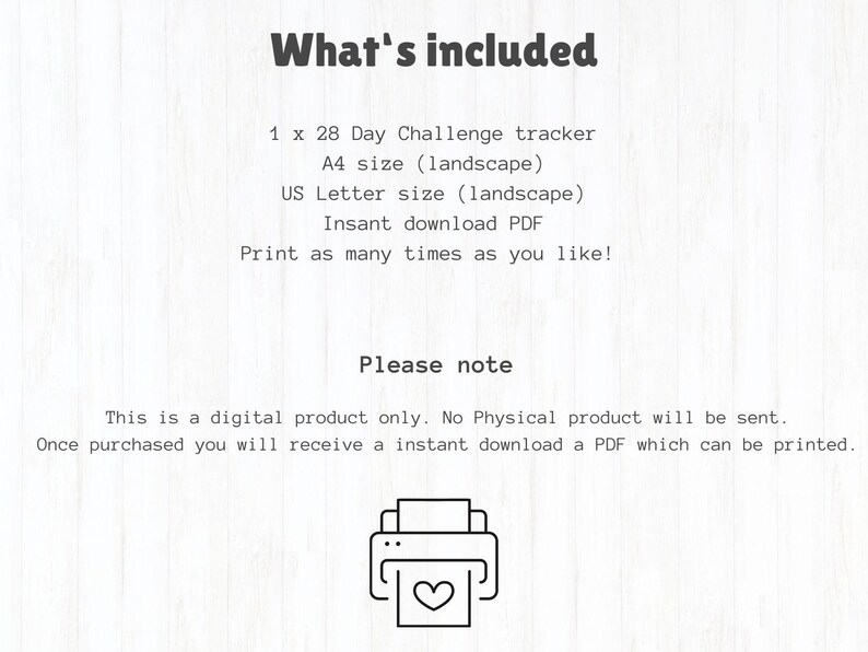 28 Day Challenge Tracker Printable | Reusable Tracker | Habit Tracker ...