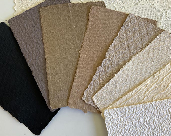 Handmade Paper - 8 Sheets - Neutral Colors - Artist Gift Idea- Textured ...