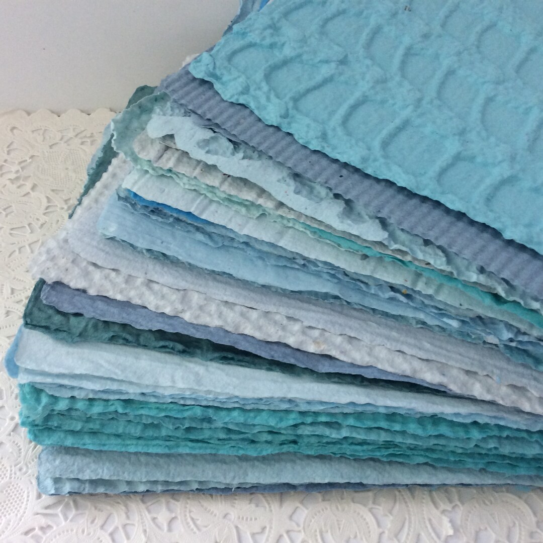 Handmade Paper - Shades of Blue - Homemade Paper - Pick the Amount ...