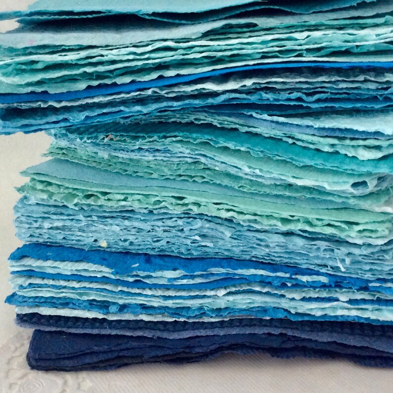 Handmade paper Shades of Blue Homemade Paper Pick the | Etsy