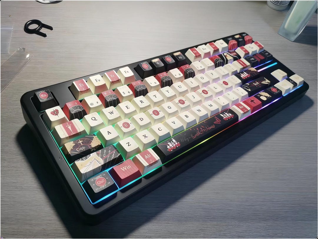 Gothic Religious Keycap Set | 131-key Cherry MX Height | Red, Black ...