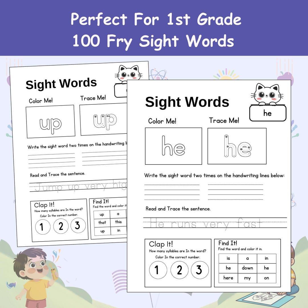 Fry Sight Words Worksheets, Kindergarten First Grade, Early Reading ...