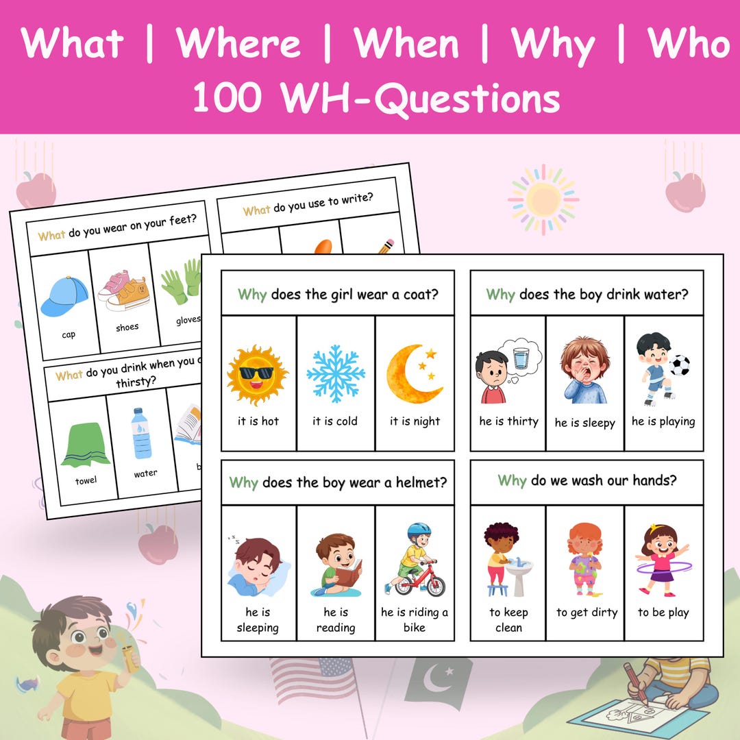 WH Questions Task Cards, Kindergarten First Grade, Speech Therapy ...