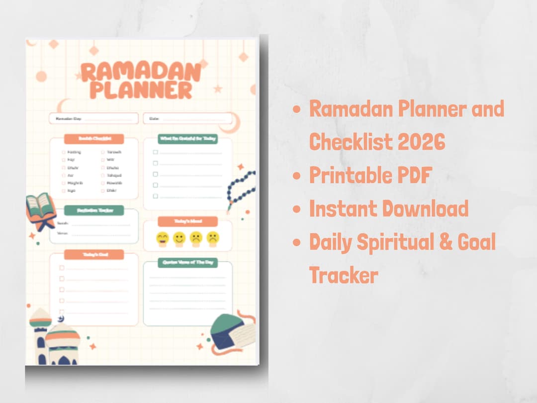 Ramadan Planner and Checklist | Daily Islamic Organizer Printable, Goal ...