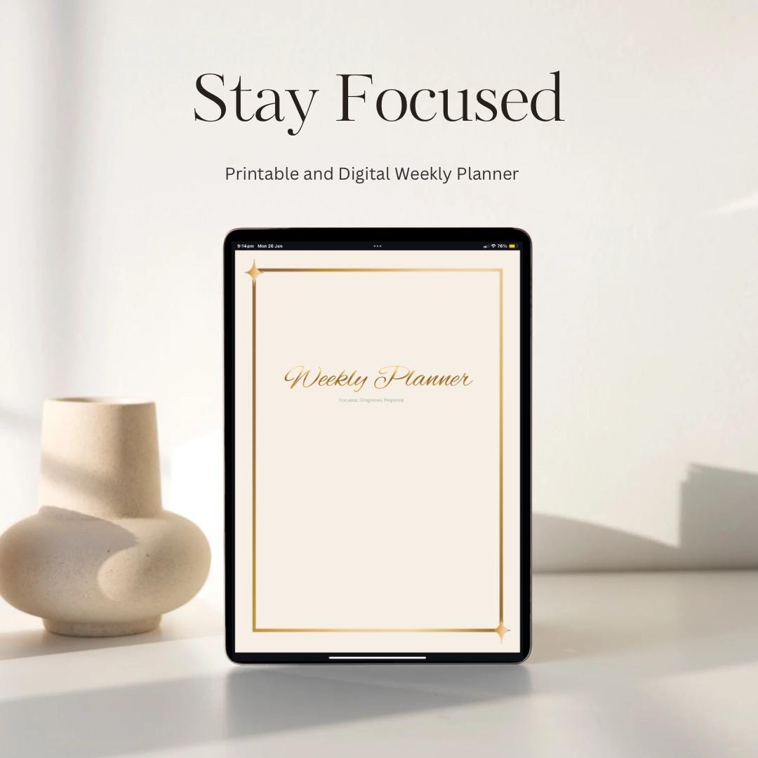 Minimal Weekly Planner | Printable & Digital | Focused, Organised ...