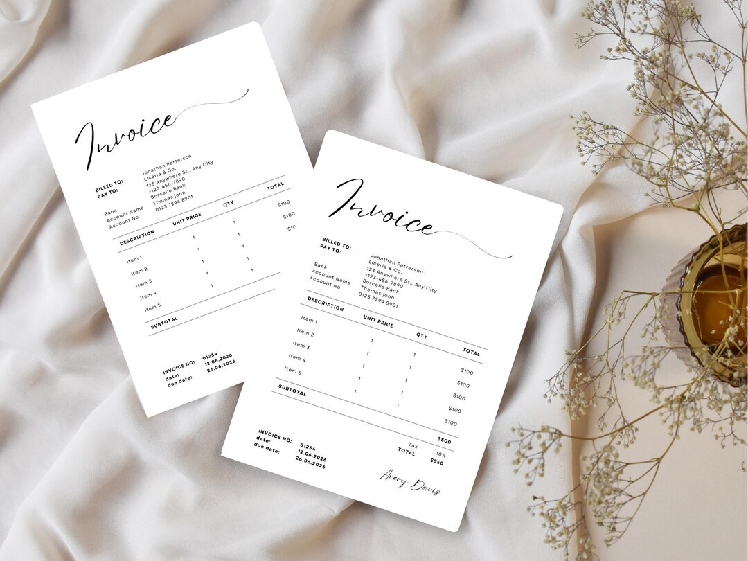 Contractor Invoice Template Editable Canva | Construction Invoice, Self ...