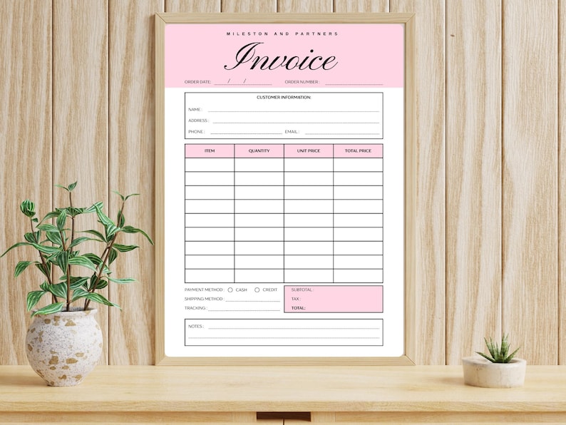 Fillable Invoice Template | Pink Canva Invoice Form | Small Business ...