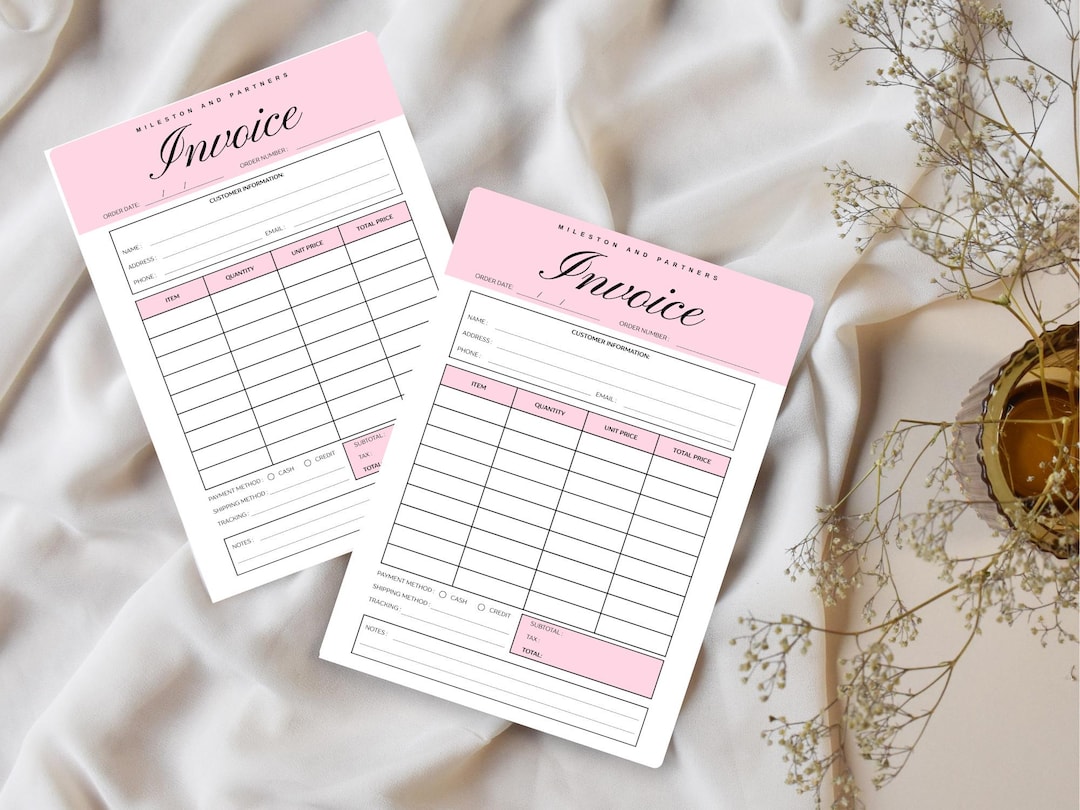 Fillable Invoice Template | Pink Canva Invoice Form | Small Business ...