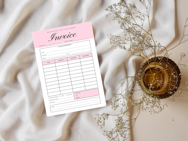 Fillable Invoice Template | Pink Canva Invoice Form | Small Business ...