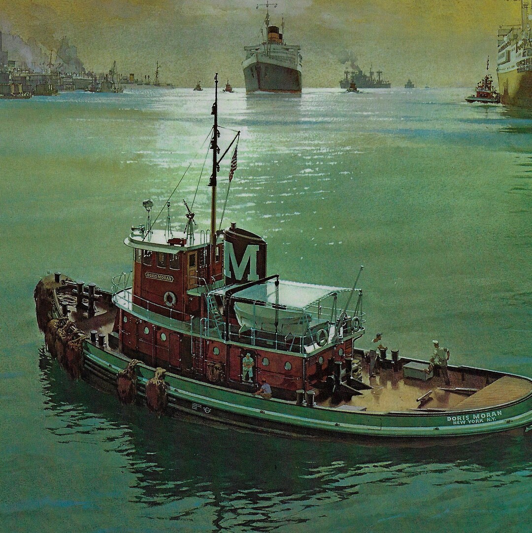 Doris Moran Harbor Tug Hudson River New York Vintage Art - Etsy