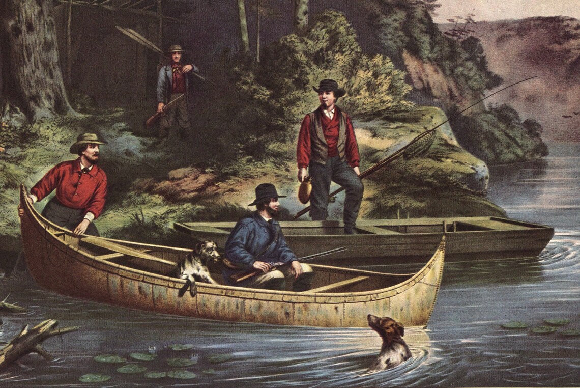 American Hunting Scenes life in the Woods Starting - Etsy