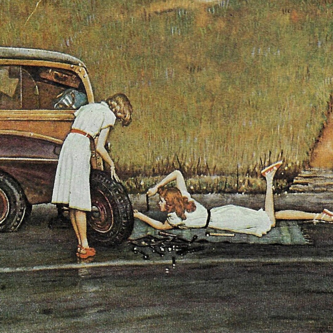 Norman Rockwell Vintage Art Book Page "fixing A Flat" August 1946 - Etsy