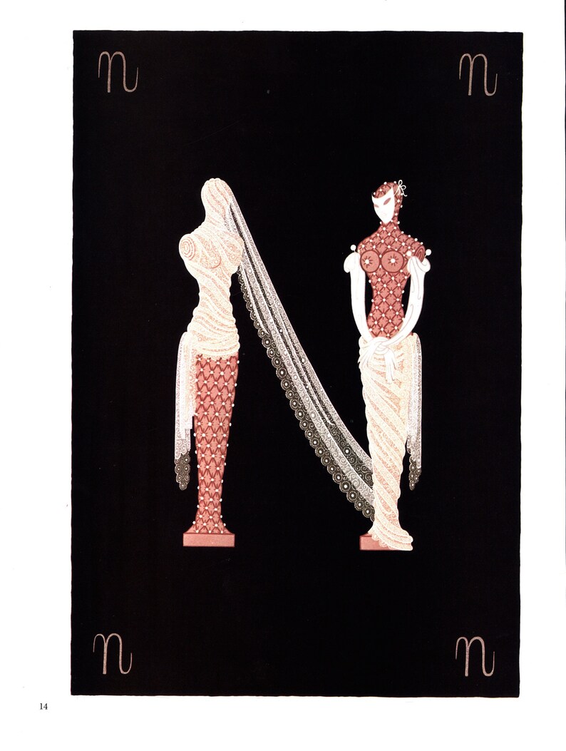 Erte the Alphabet Series m & n 1977 - Etsy