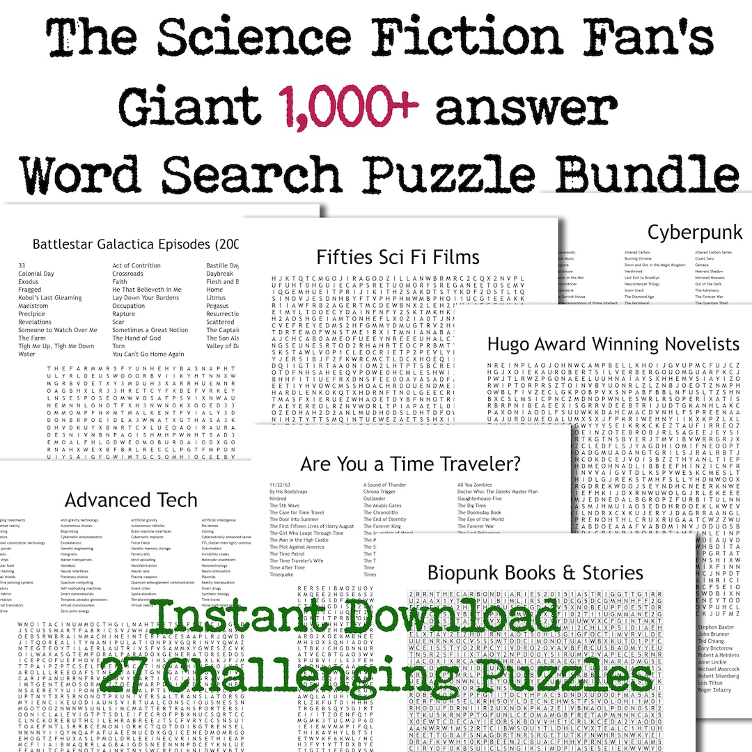 Printable Science Fiction Buff 27 Word Search Puzzle Bundle Print at ...