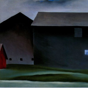 Georgia O'keeffe Print 1926 "lake George Barns" Original Over-size ...