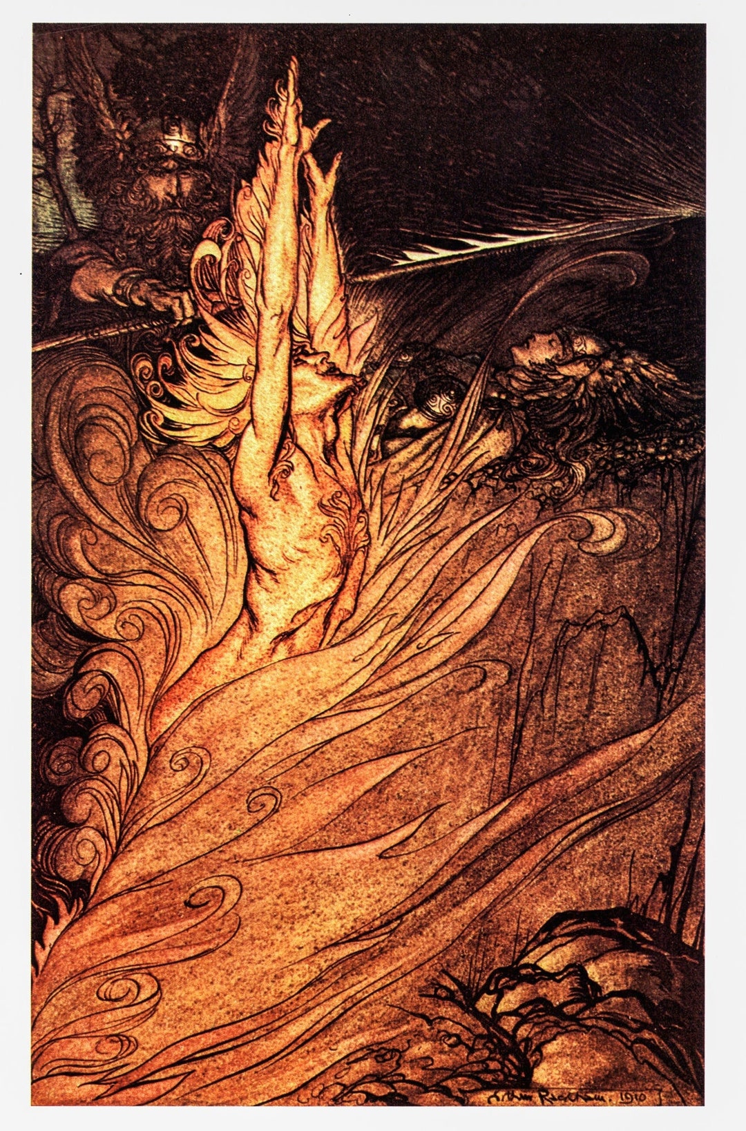 Arthur Rackham Rhinegold Valkyrie Print: 1910 Vintage Book Plate - Etsy