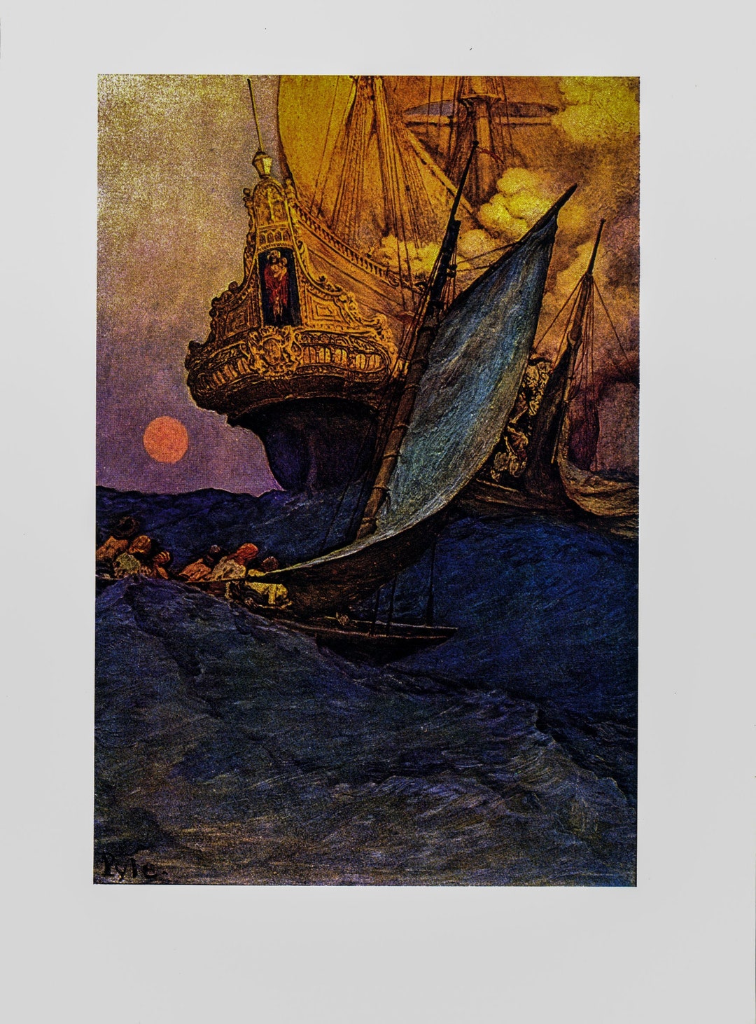 An Attack on a Galleon by Howard Pyle 1921 Pirates Vintage - Etsy