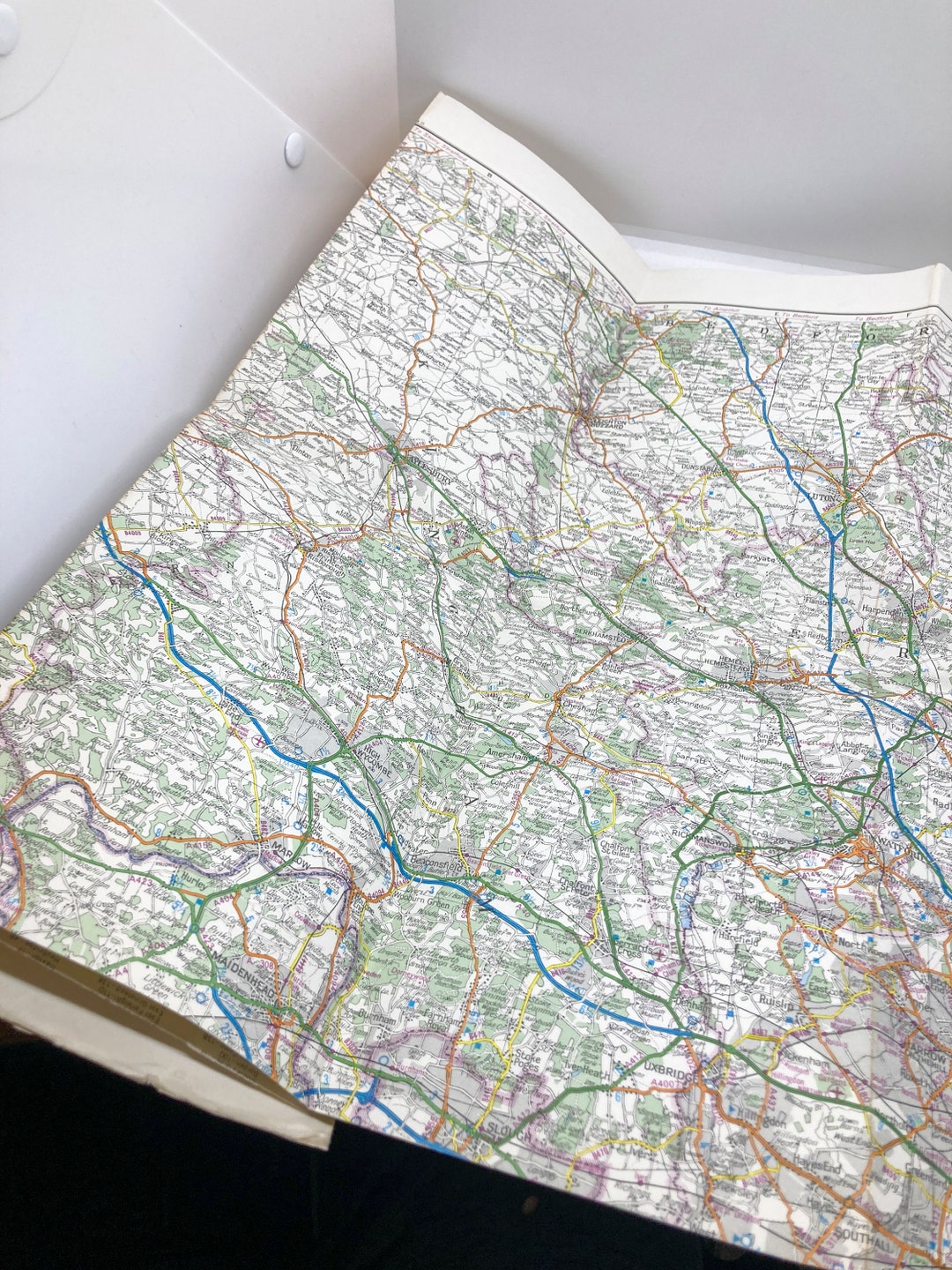 Vintage Roadmap "az 35 Miles Around London" Color Single-sided 32 ...