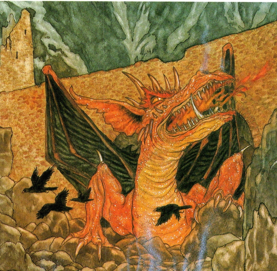 Smaug the Magnificent by Michael Hague From the Hobbit Vintage Art-book ...
