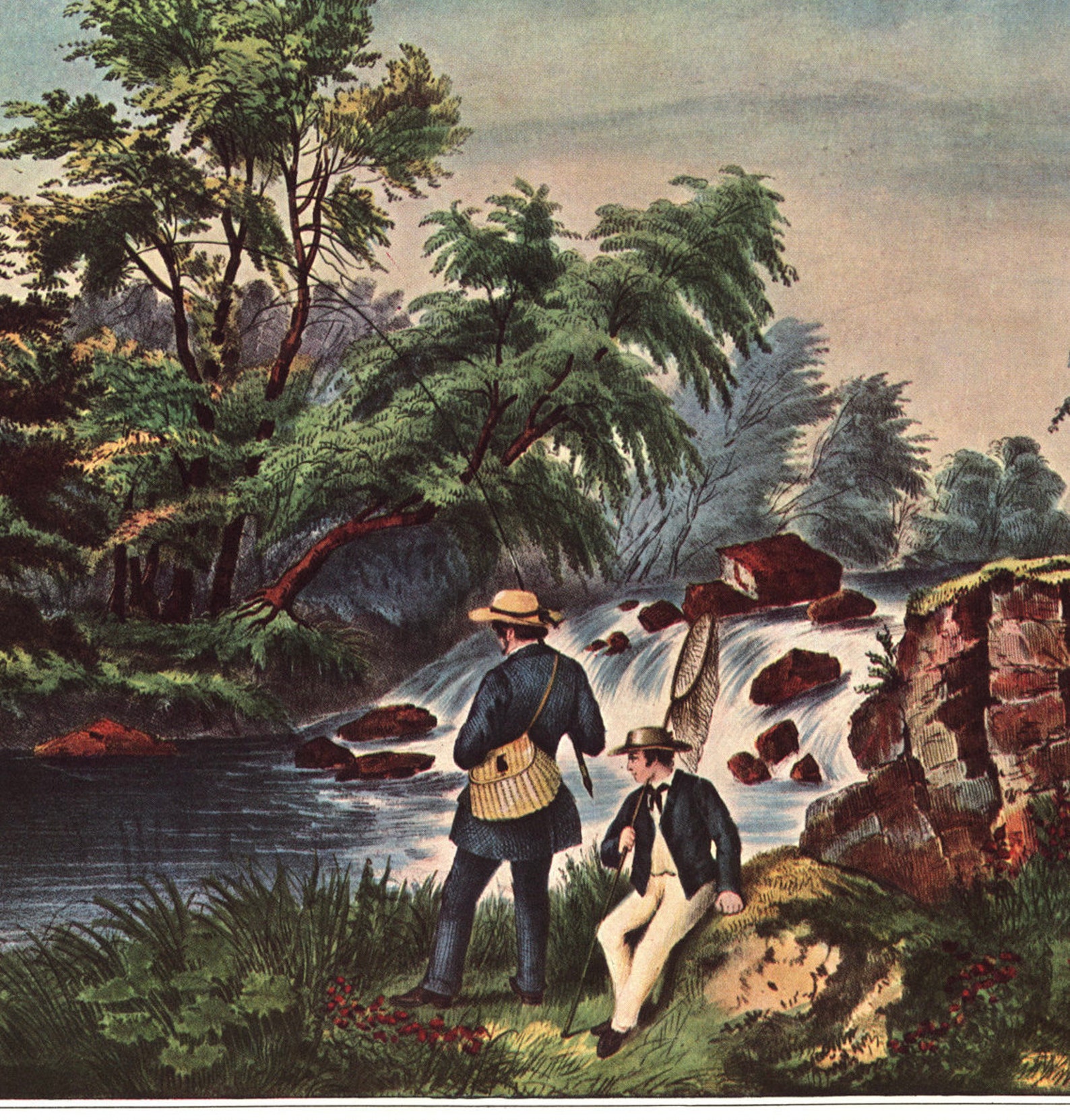 American Sports Scenes The Trout Stream 1852 15 | Etsy