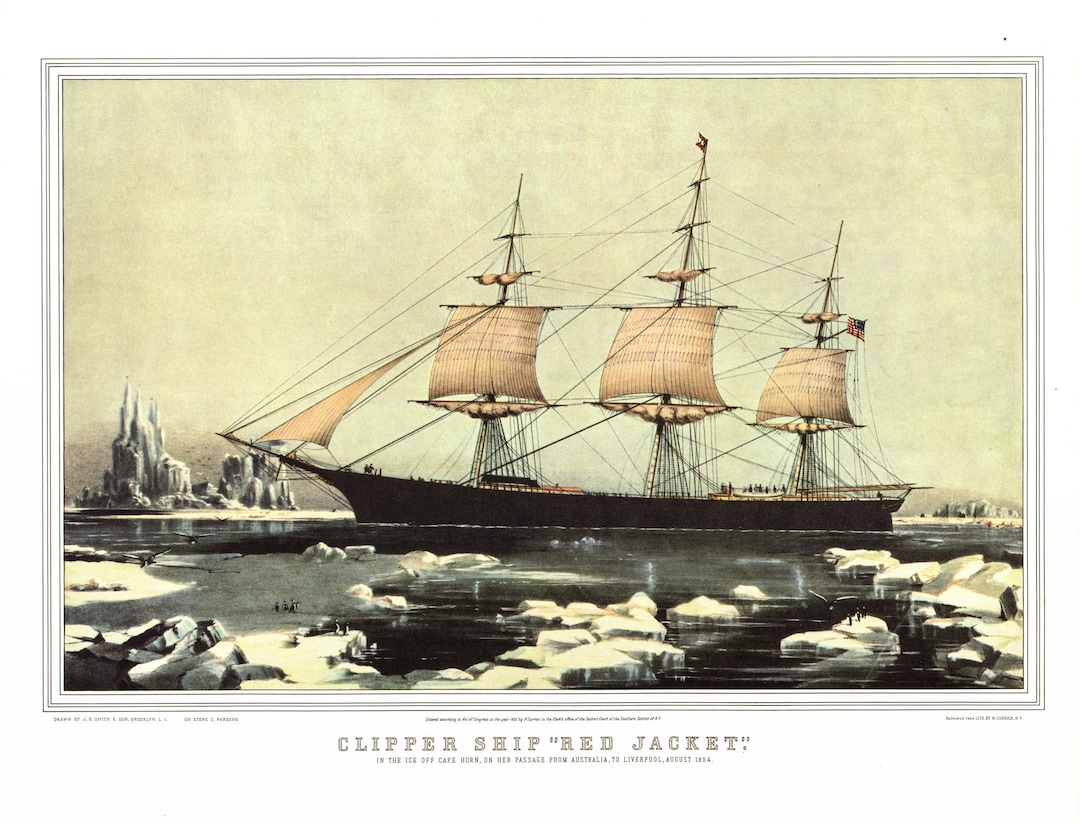 Currier & Ives clipper Ship 'red Jacket' - Etsy