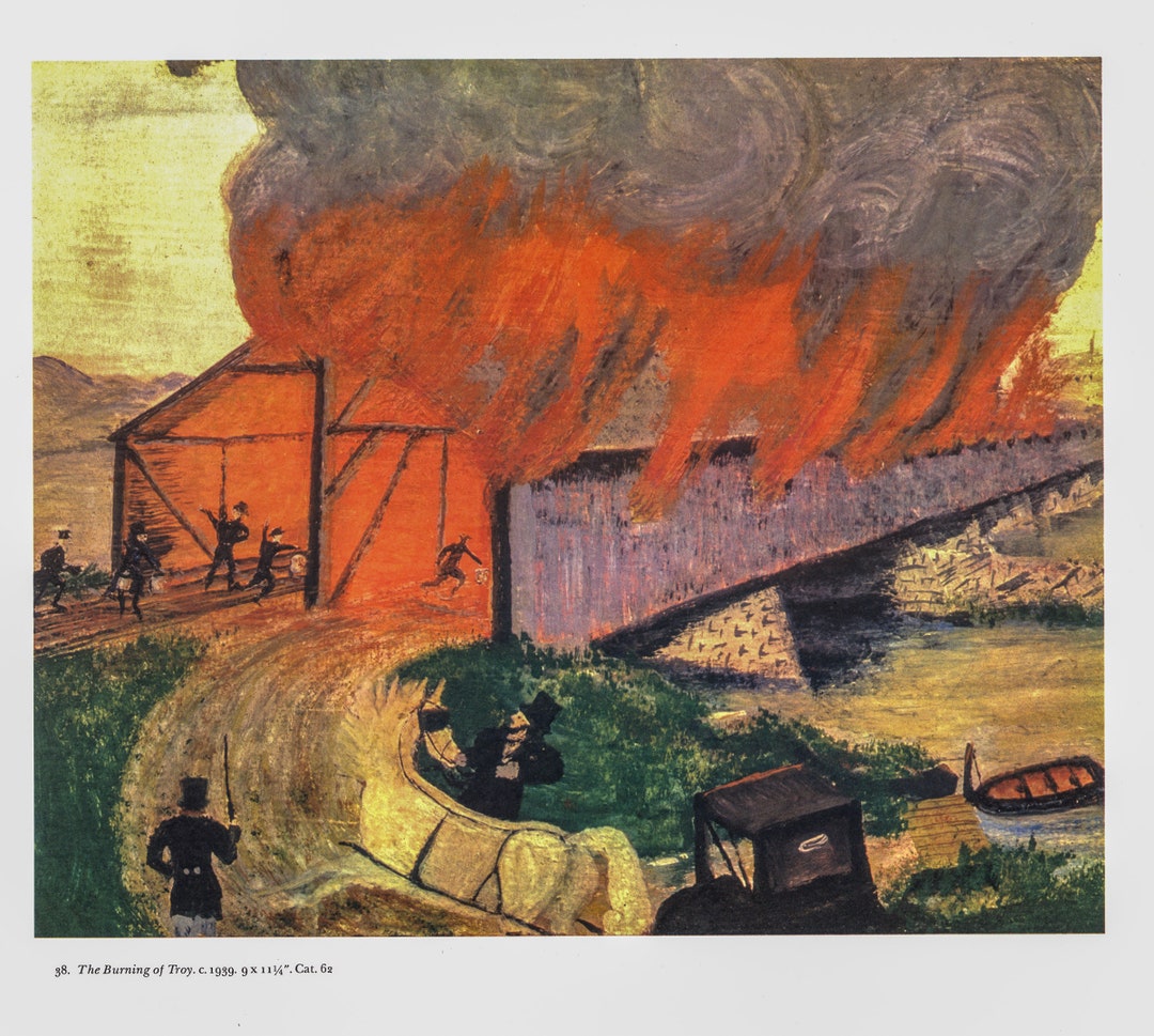 Grandma Moses the Burning of Troy c.1939 Vintage Book Print 13 X 12 ...