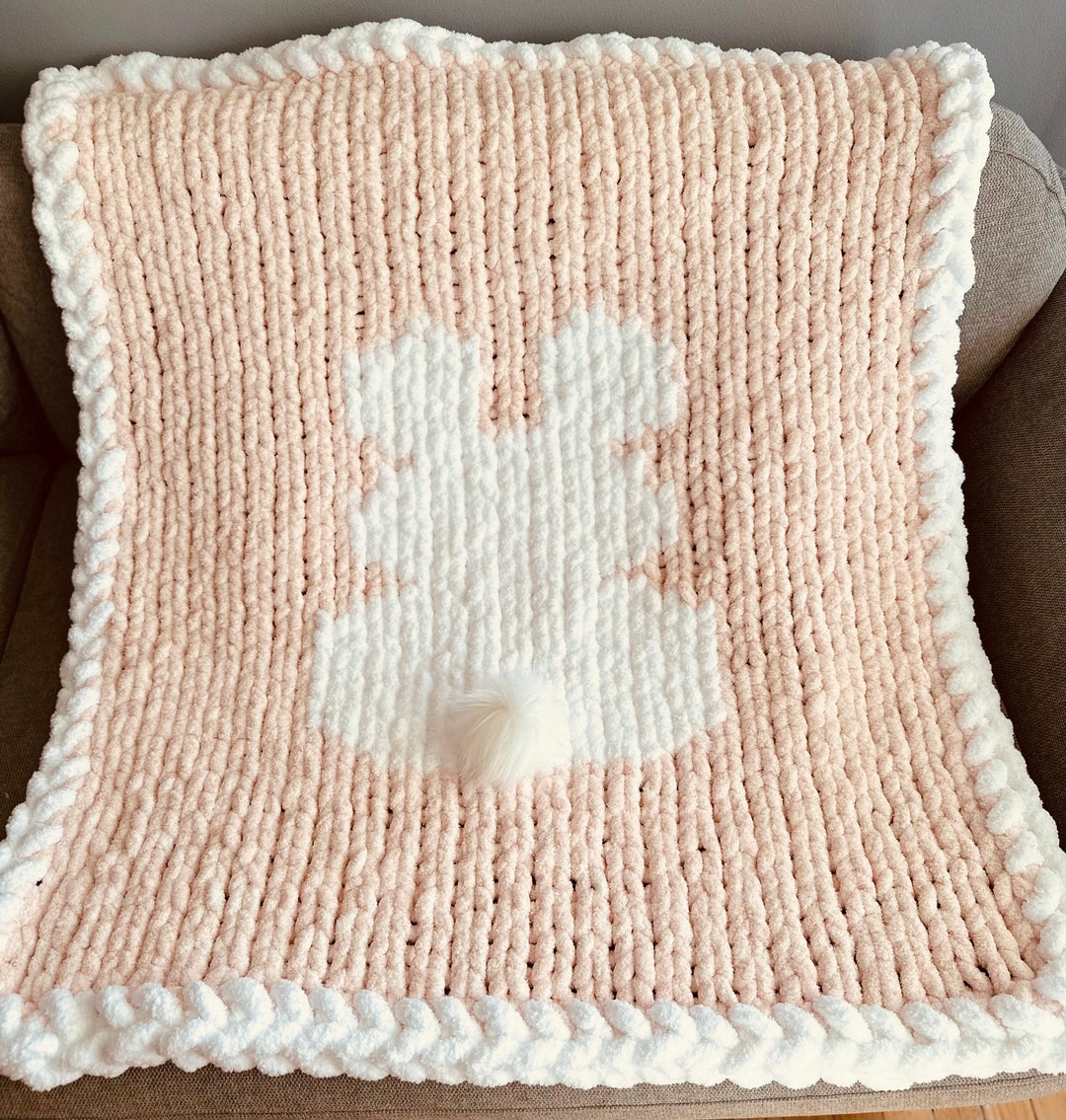 Custom Hand-knitted, Soft Cuddly, Easter Bunny, Spring Baby Blanket ...