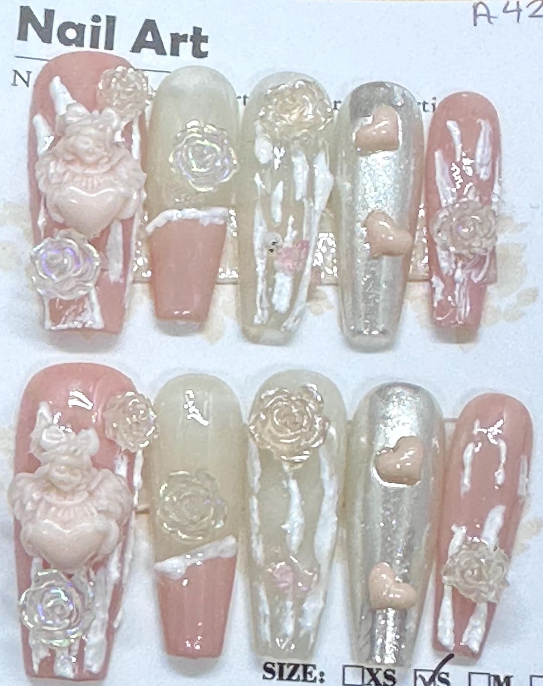 Cherub Heart Press on Nails, Angelic Faux Nails, Valentines Day - Etsy