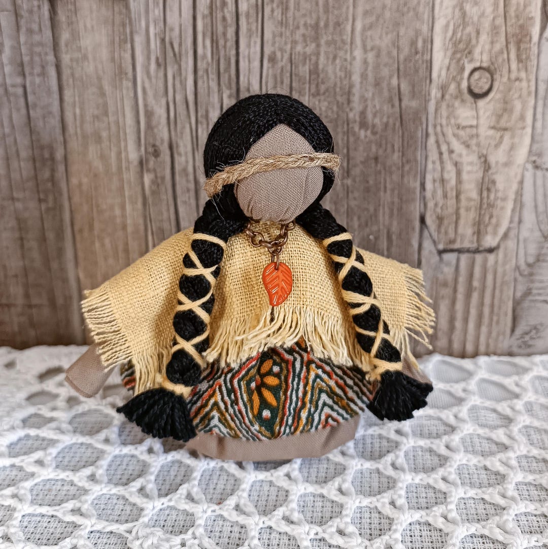 Handcrafted Native American Style Mini Rag Doll, 4-inch Textile Art ...