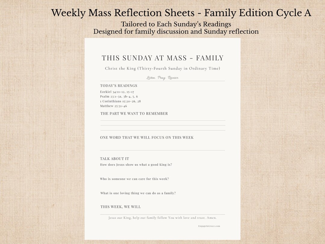 Weekly Mass Reflection Sheets – Family Edition (cycle A) | Catholic ...
