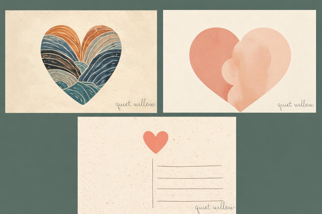 Set of 3 Soft, Minimal and Heartfelt Printable Postcard Designs - Etsy