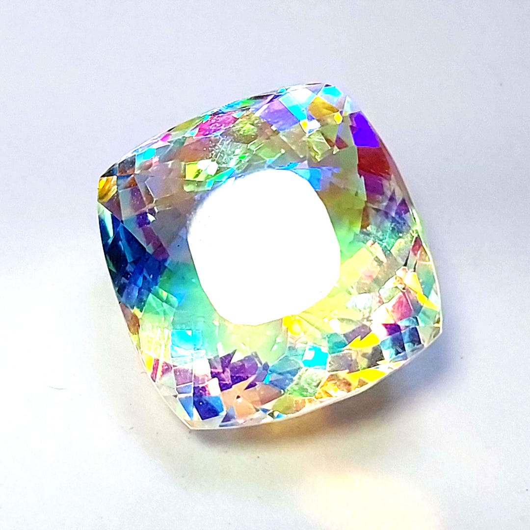 Mystic Topaz Rainbow Square Cut Gemstone, Multicolor Loose Stone for ...