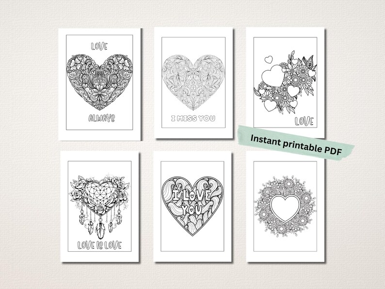 Heart Coloring Pages for Adults Printable PDF – 20 Love & Floral Heart ...