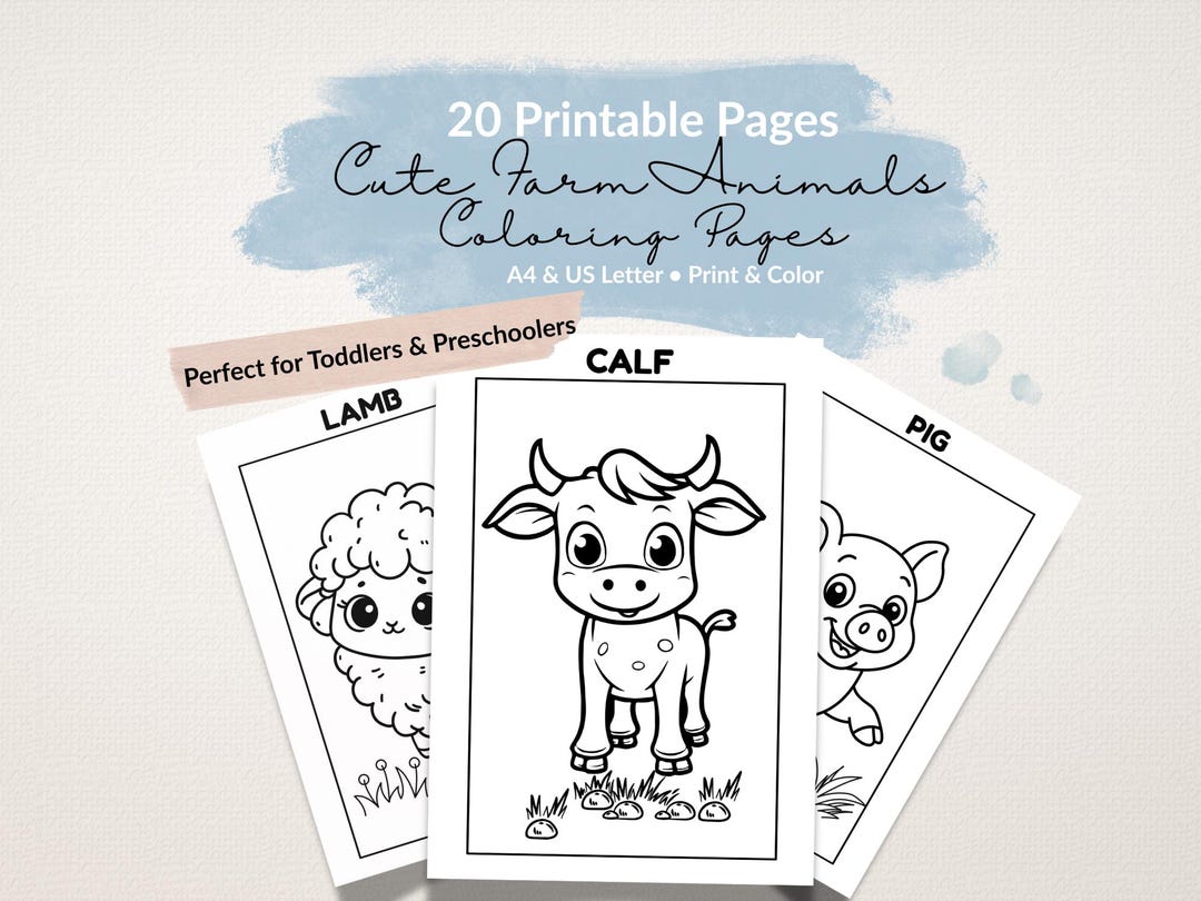 Farm Animals Coloring Pages for Toddlers & Preschoolers | 20 Printable ...