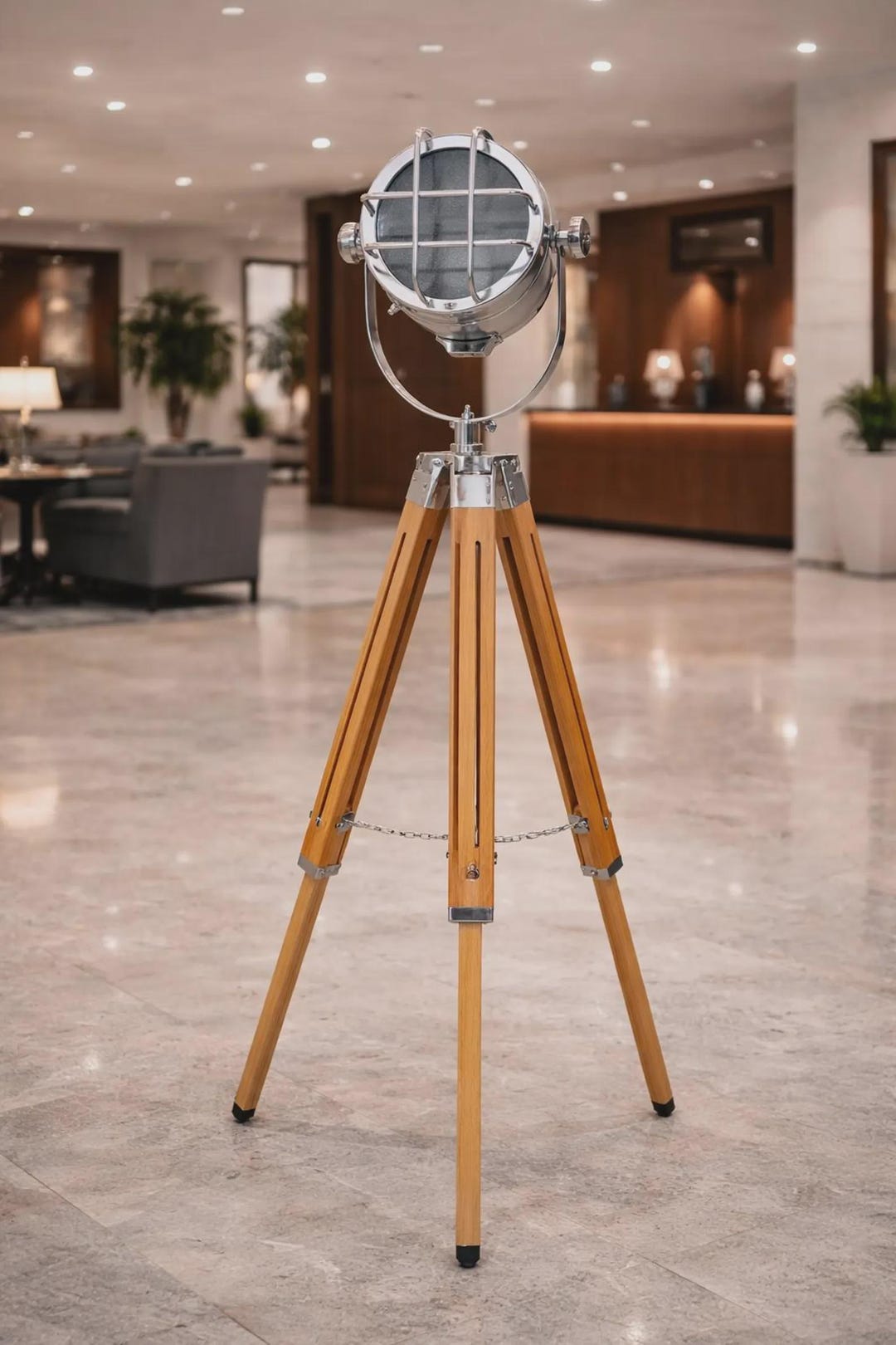 Handcrafted Wooden Tripod Spotlight Lamp Table Lamp | Industrial ...