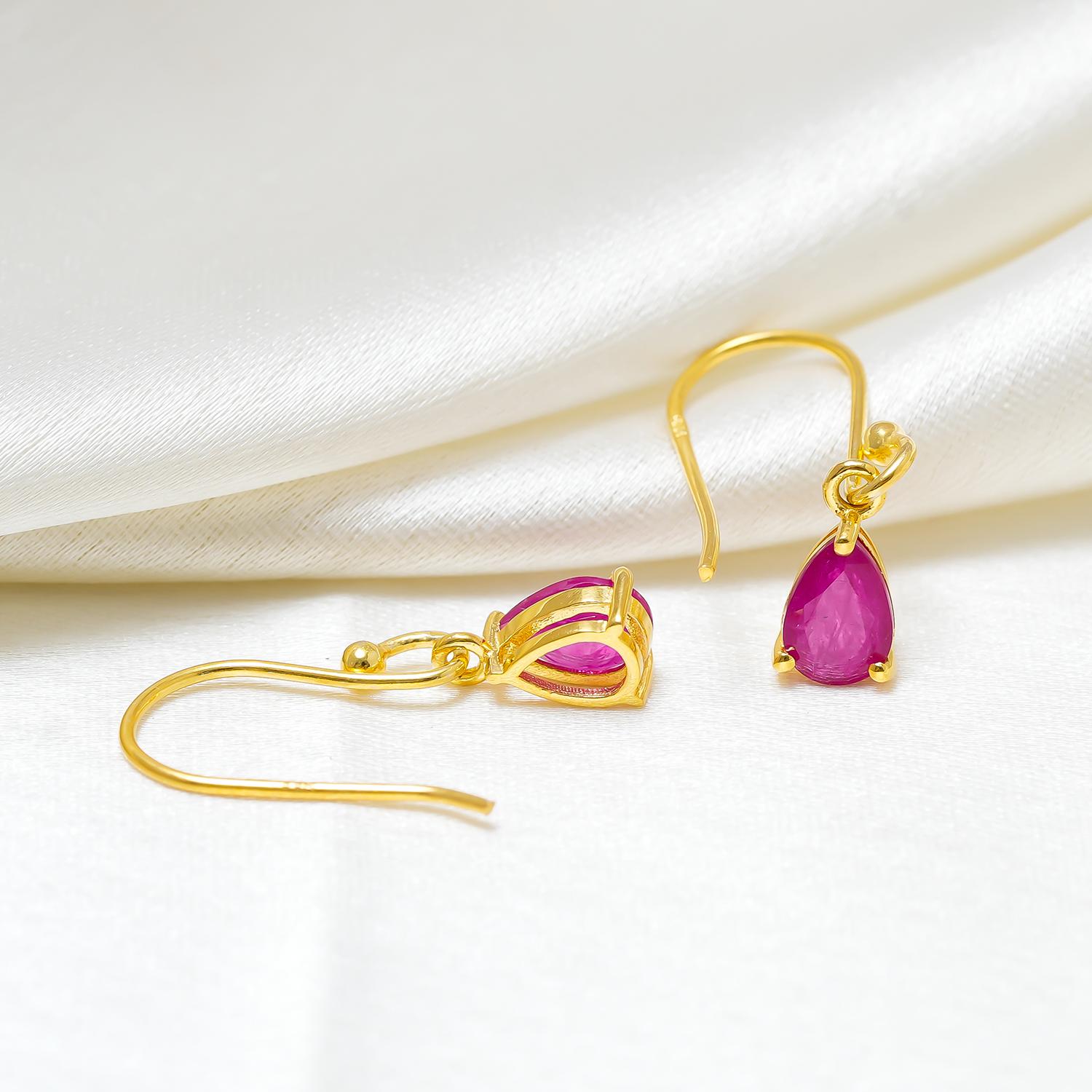 Natural Ruby Earrings, Genuine Ruby Earrings, Teardrop Earrings, Dainty ...