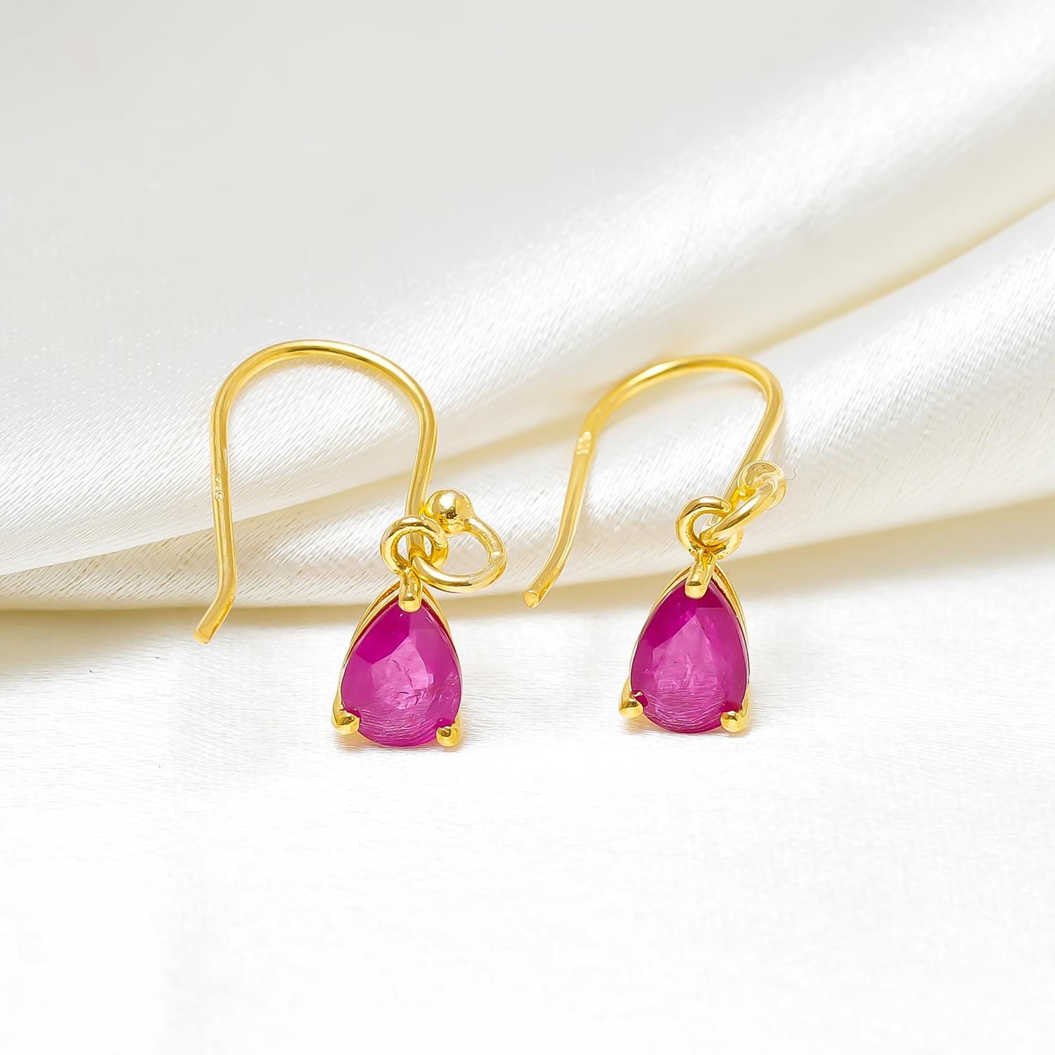Natural Ruby Earrings Genuine Ruby Earrings Teardrop Earrings Dainty 0430