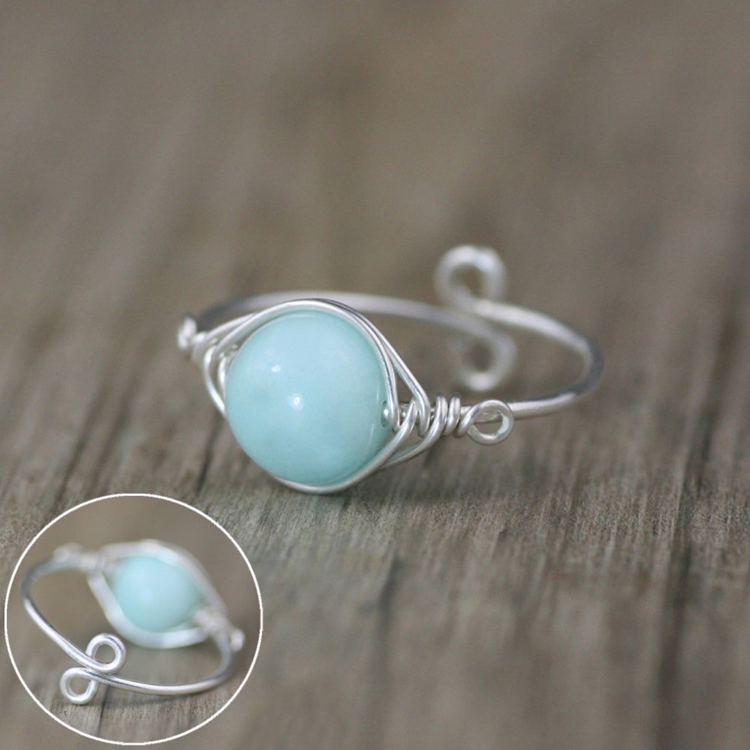 Amazonite Ring, Adjustable Ring, Bridesmaid Gift, Gift for Her, Wedding ...