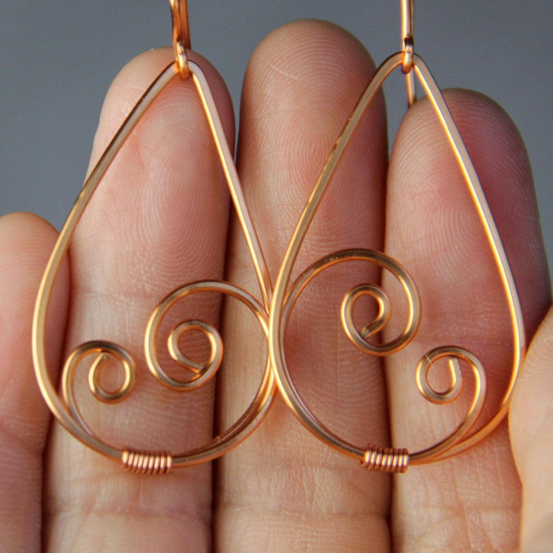 Modern Abstract Teardrop Swirl Dangle Earrings, Handmade Jewelry ...