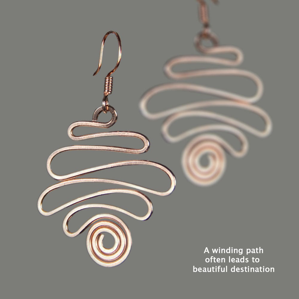 Wavy Dangle Earrings, 14k Rose Gold Filled, Bridesmaid Gift, Gift for ...